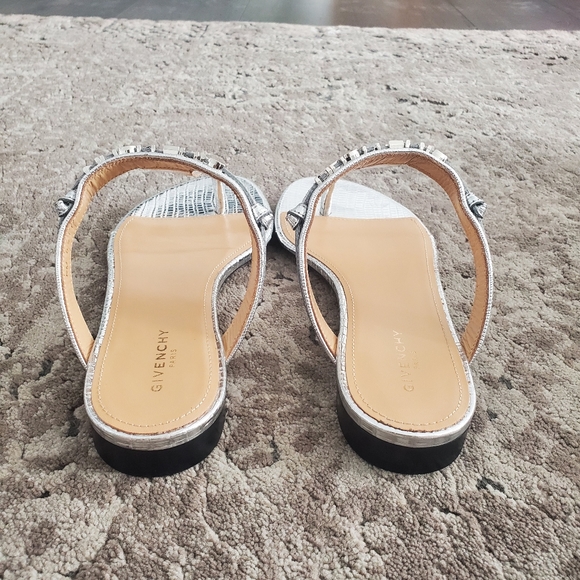 Givenchy | Shoes | Givenchy Metallic Silver Logo Thong Sandal Flats 36 ...